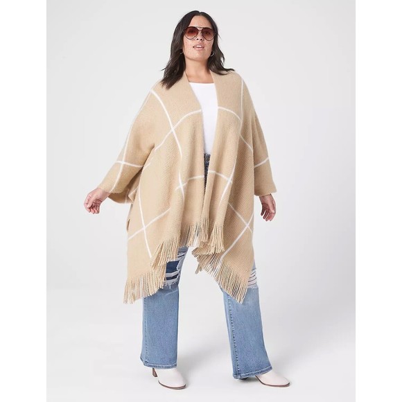 Lane Bryant | Accessories | Lane Bryant Window Pane Openfront Poncho ...